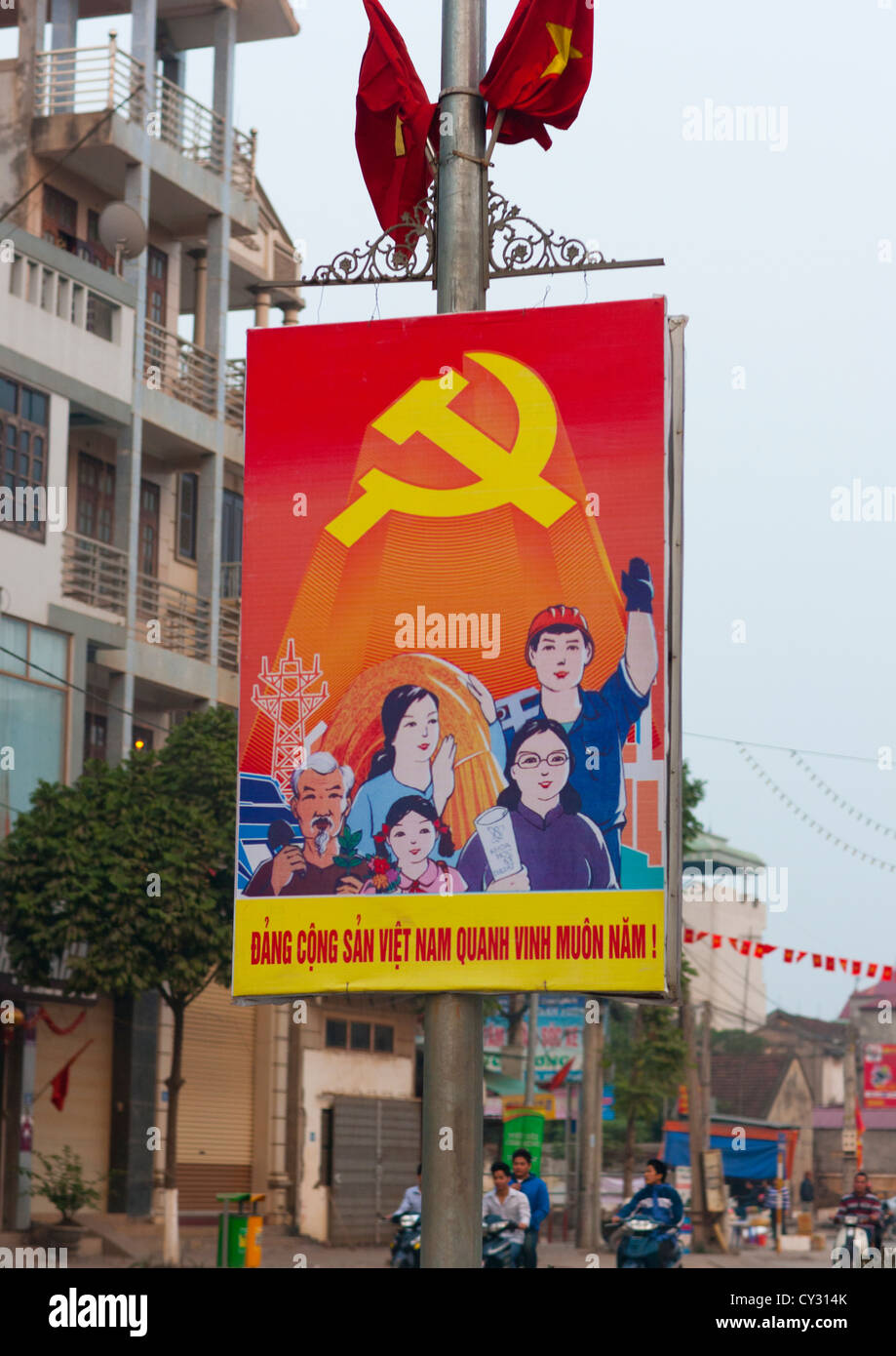 Propaganda Billboard Of The Communist Party, Hanoi, Vietnam Stock Photo ...