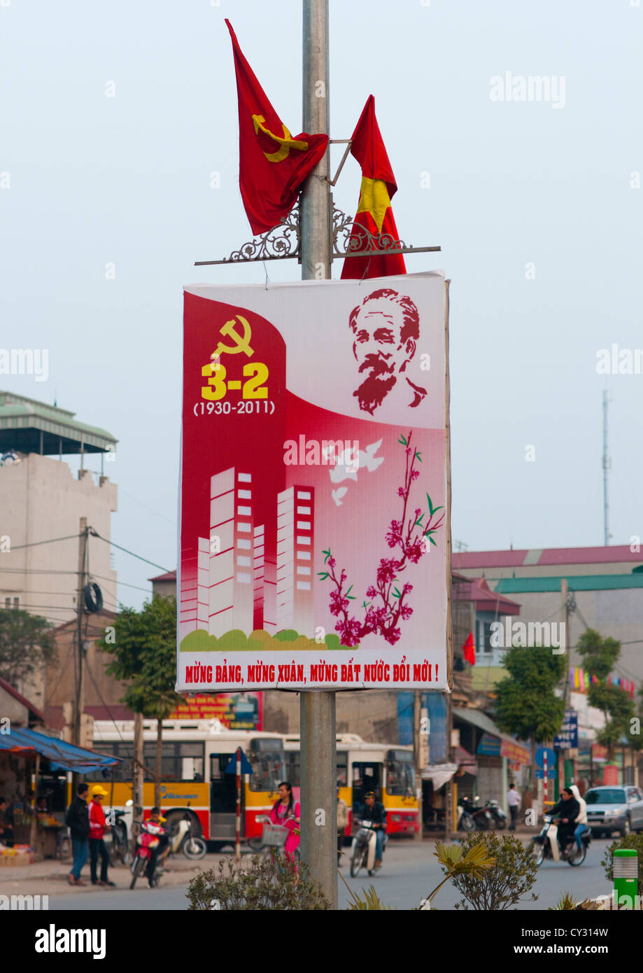 Propaganda Billboard Of The Communist Party, Hanoi, Vietnam Stock Photo ...