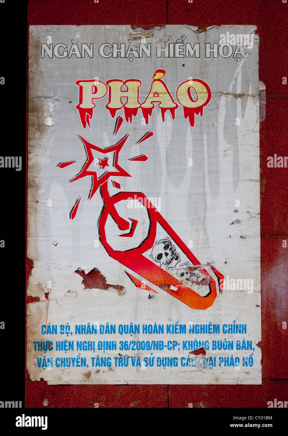 Poster Warning About The Dangers Of Firecrackers, Hanoi, Vietnam Stock ...