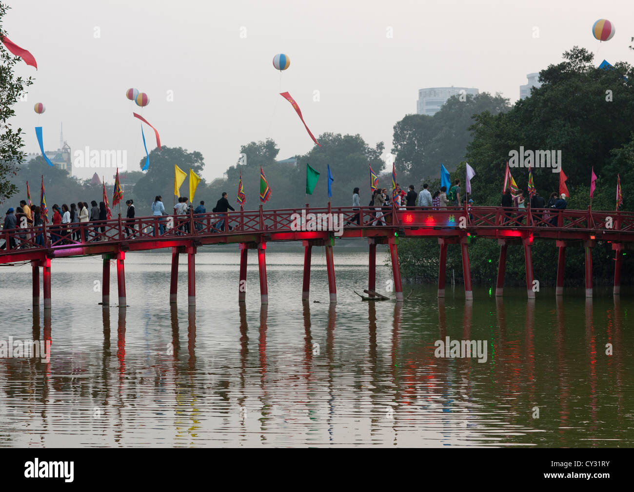 Huc Bridge On Hoan Kiem Lake, Hanoi, Vietnam Stock Photo - Alamy