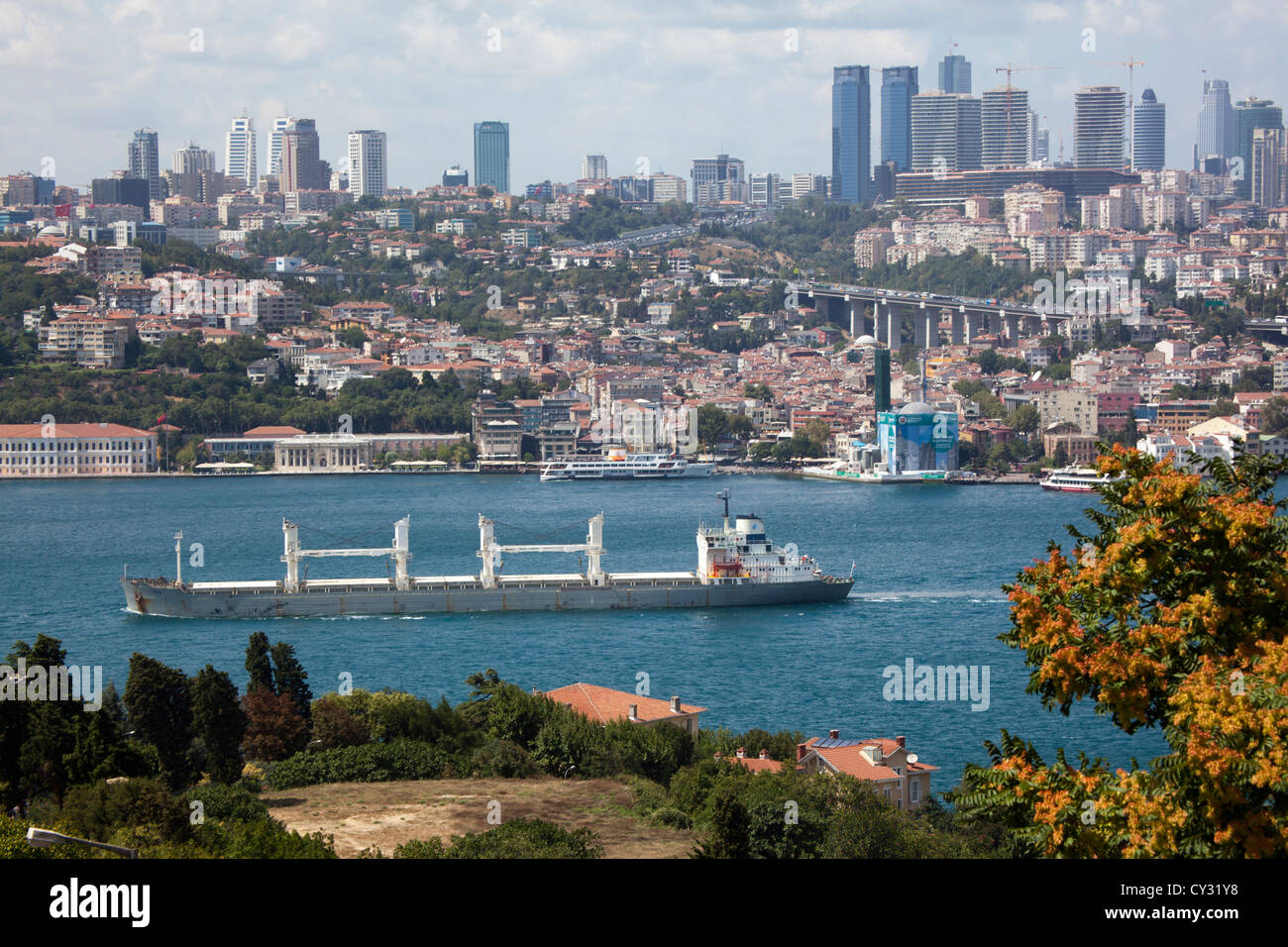 view from the eastern side of Istanbul on the Bosphorus bridge Stock ...