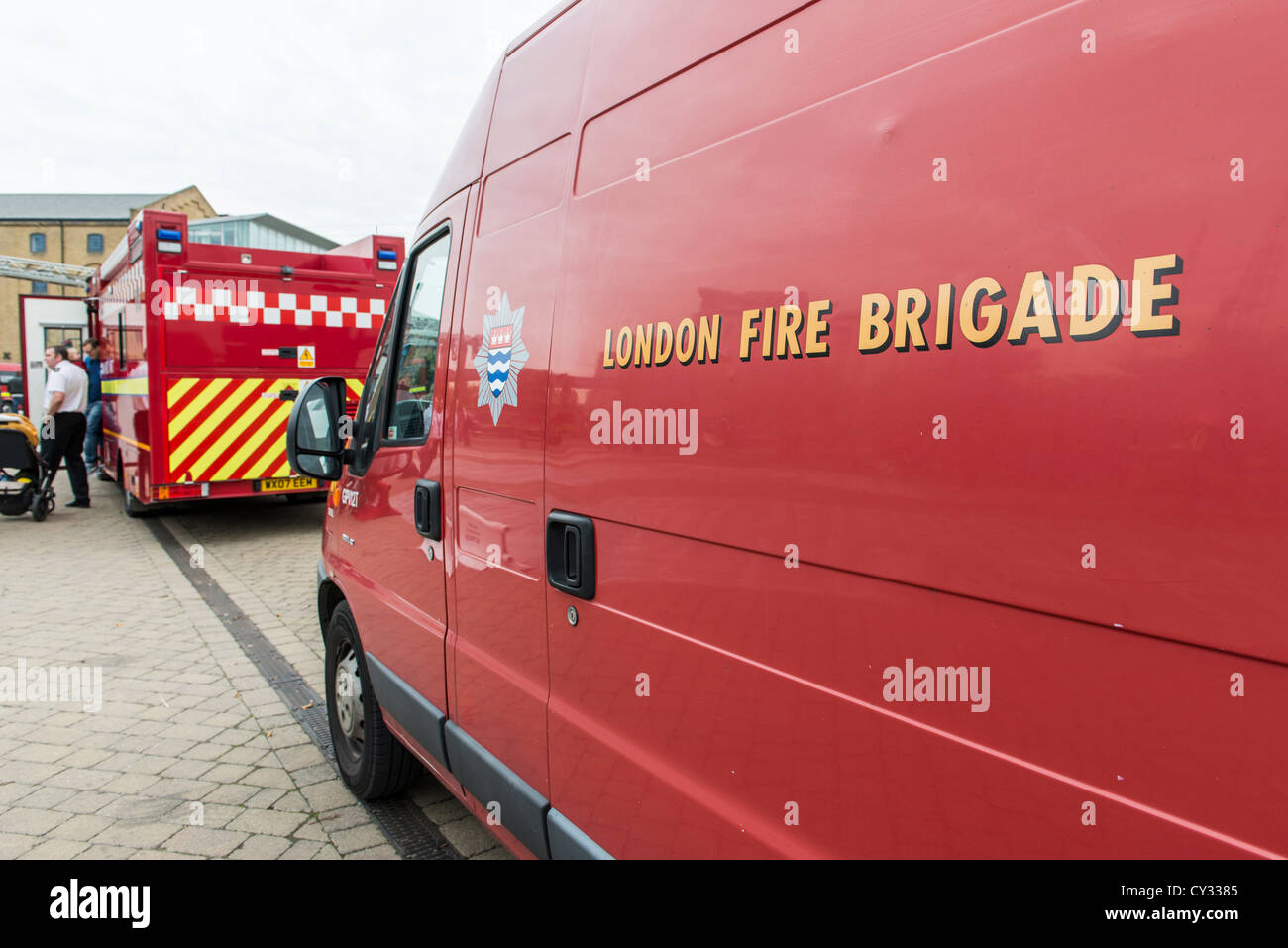 Detail of British fire brigade van Stock Photo - Alamy