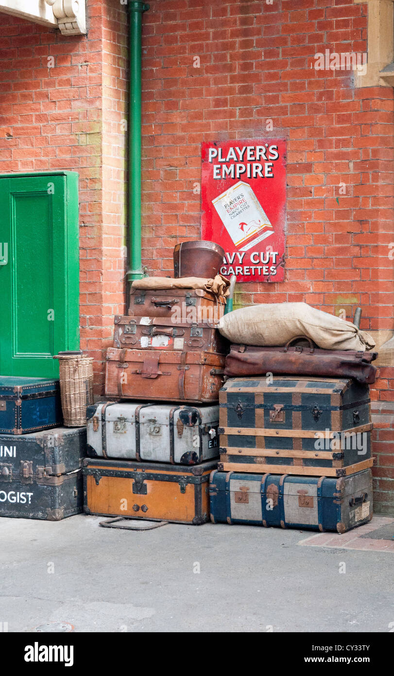 Left luggage on platform Stock Photo - Alamy