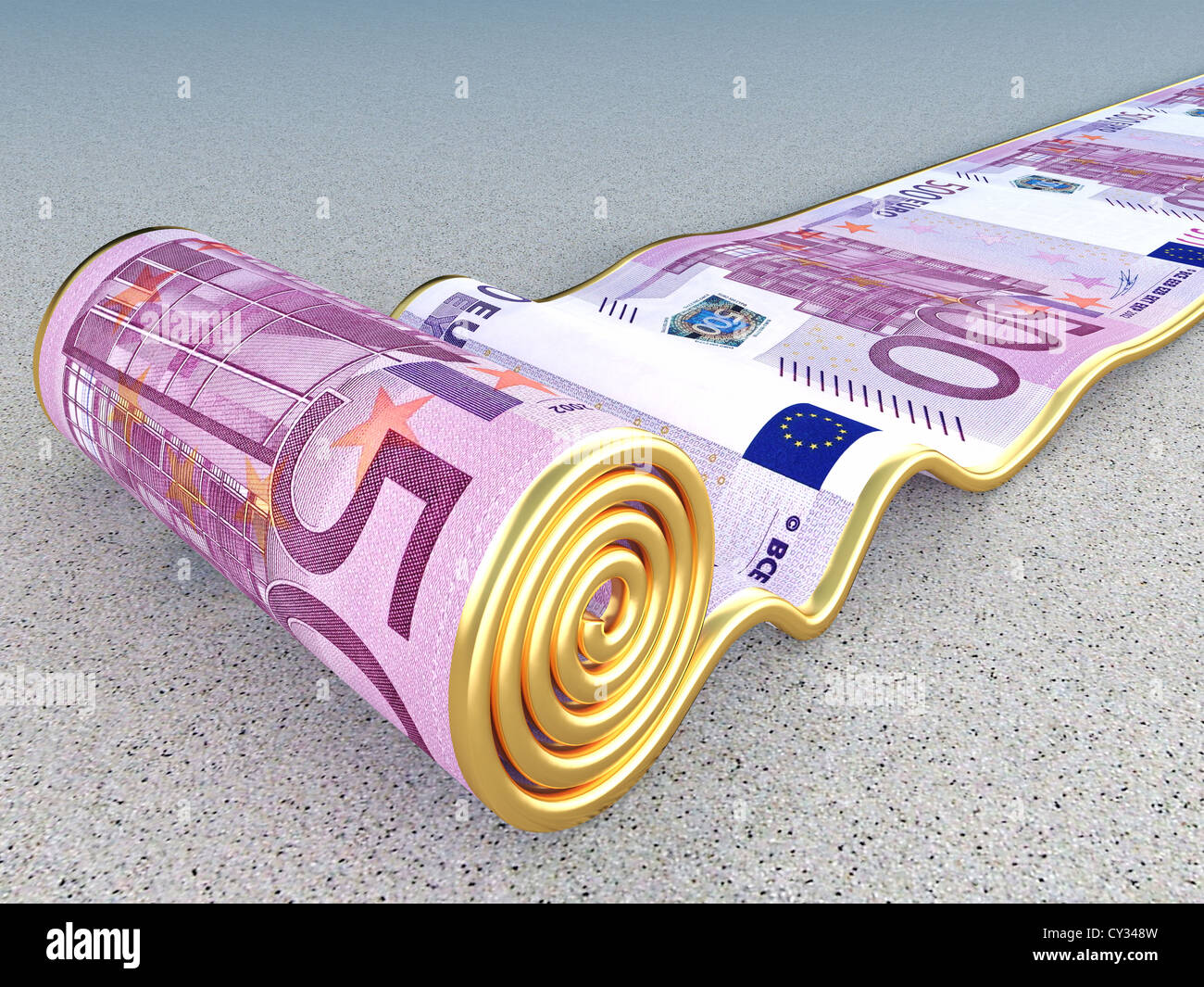 3d image of rolling euro carpet Stock Photo - Alamy