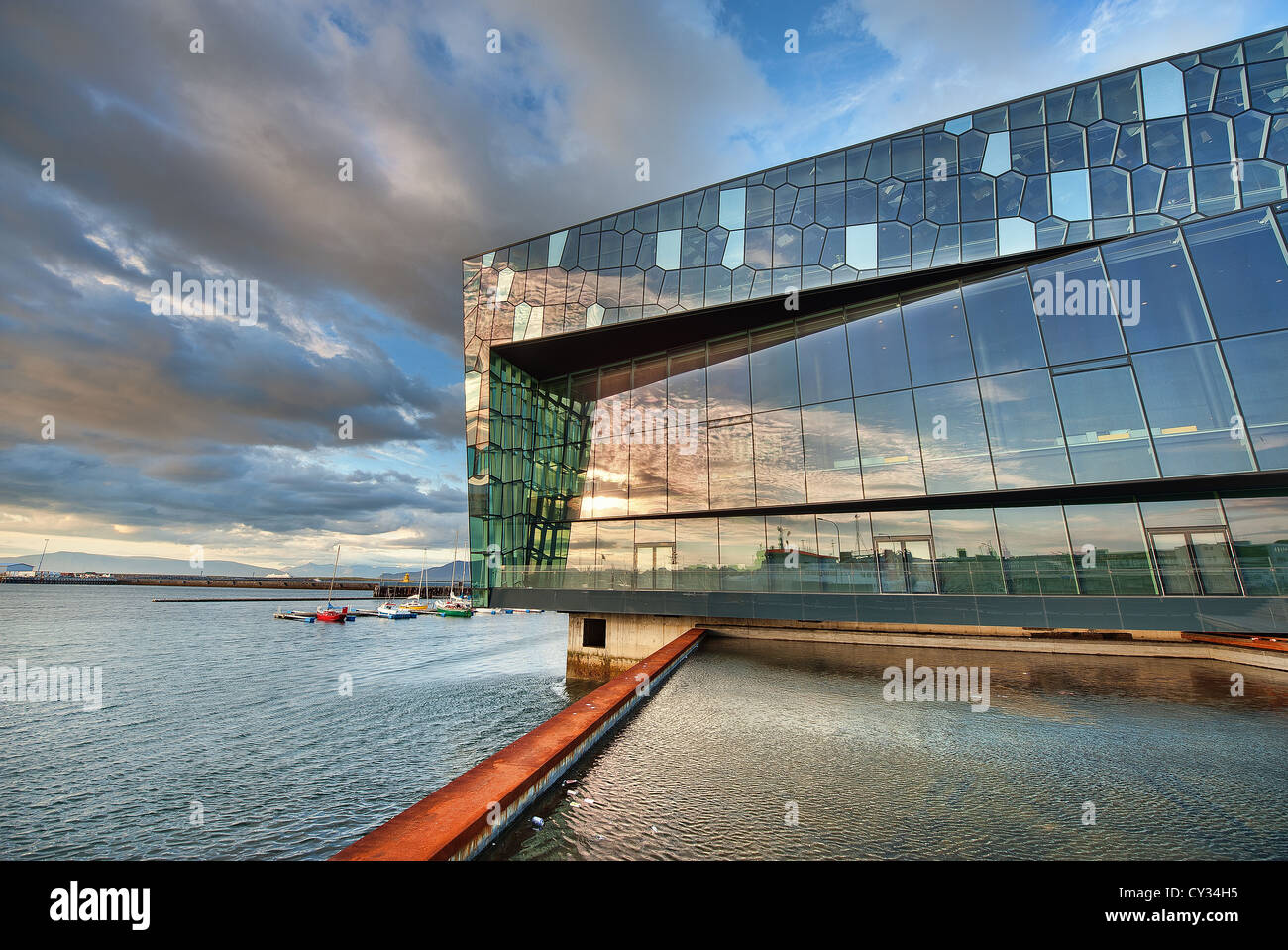 A view of the Harpa concert hall on the waterfront in Reykjavik ...