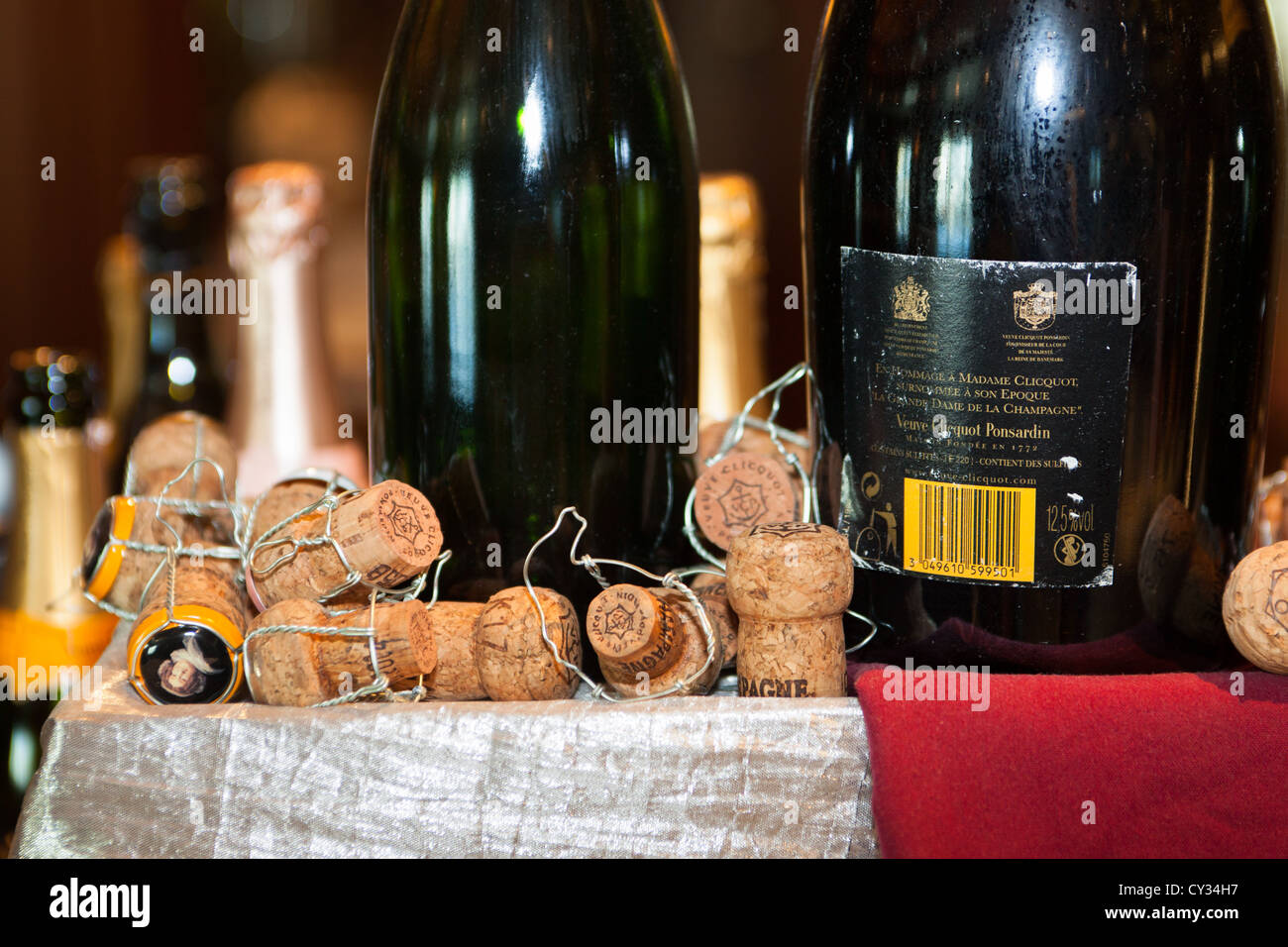Champagne bottle corks. Champagne Display Cunard Queen Victoria Stock ...