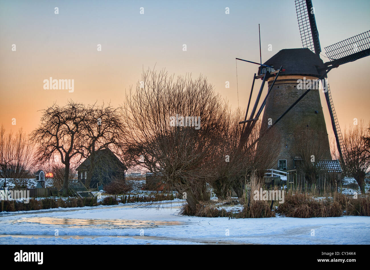 Dutch windmill winter hi-res stock photography and images - Alamy