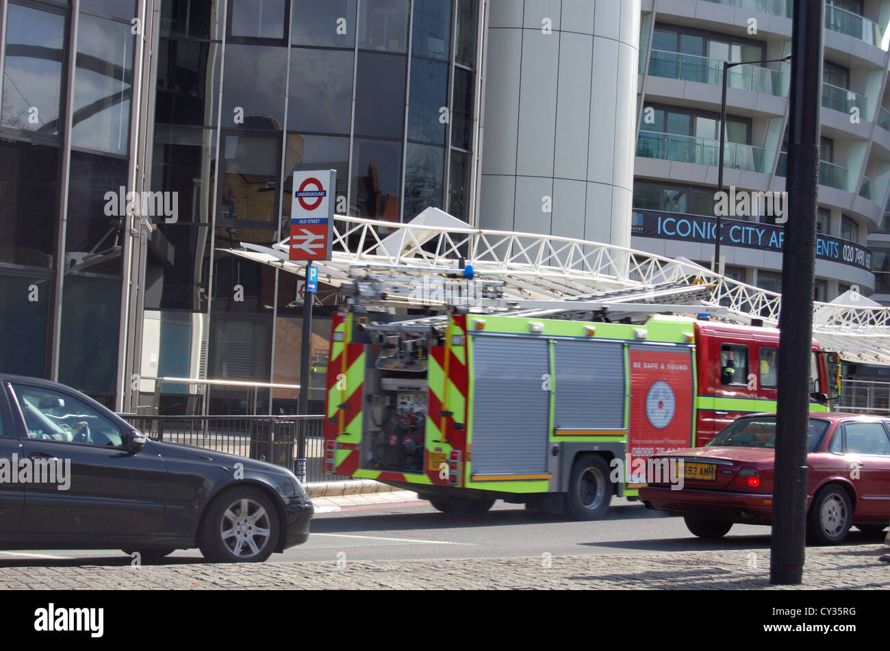 Fire engine outside modern buildings in London, England Stock Photo - Alamy