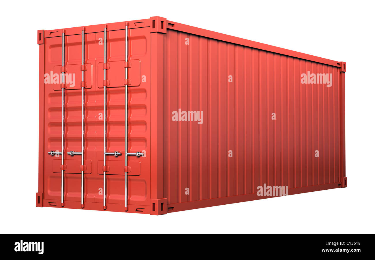 Red cargo container - isolated on white background Stock Photo - Alamy