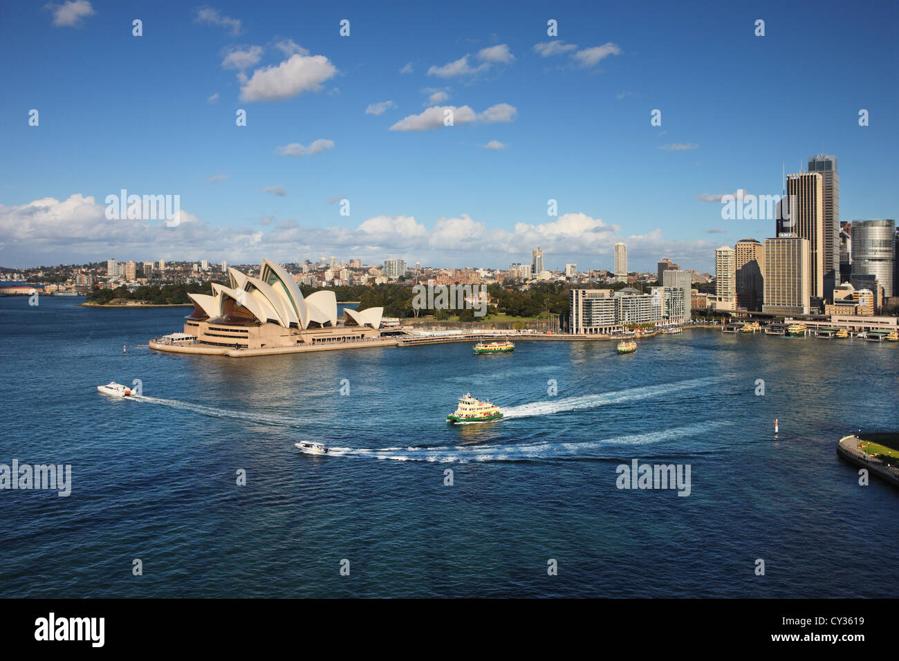 A Skyline View of Sydney showing the Sydney Opera House and ferry ...