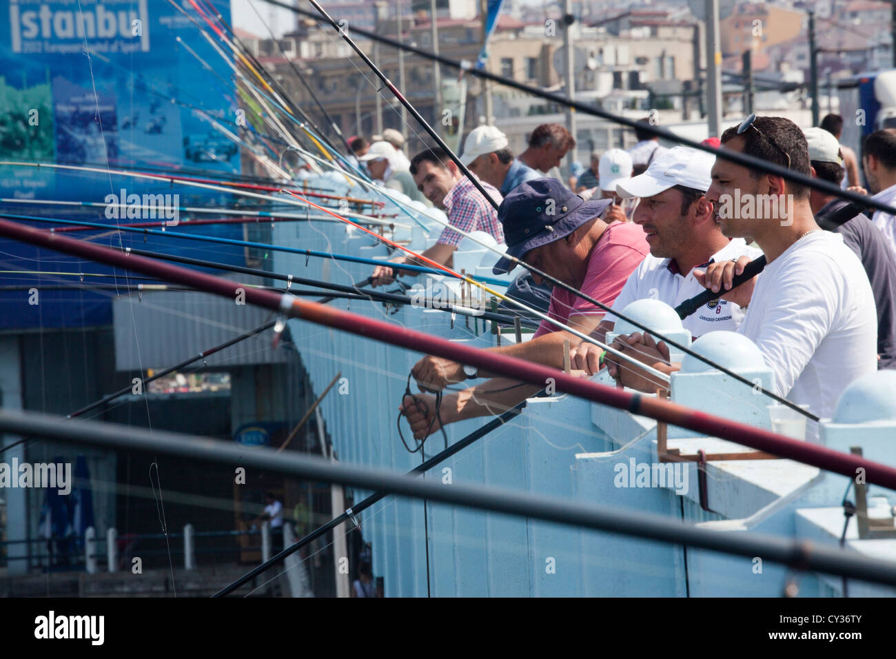 fishing from the galata bridge, istanbul Stock Photo - Alamy
