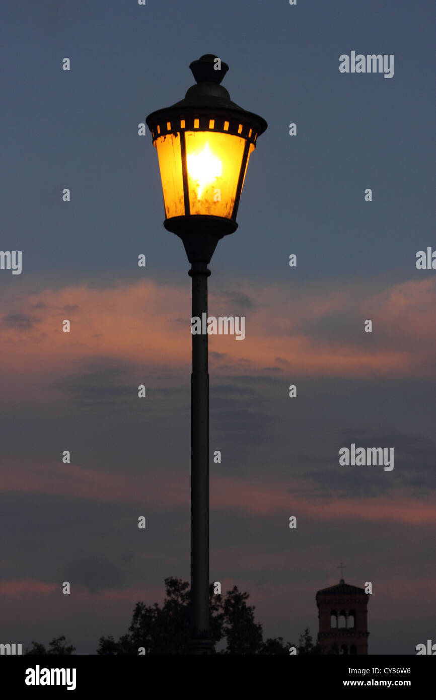 lamp post against a beautiful sky at dusk, Roma, Rome, photoarkive ...