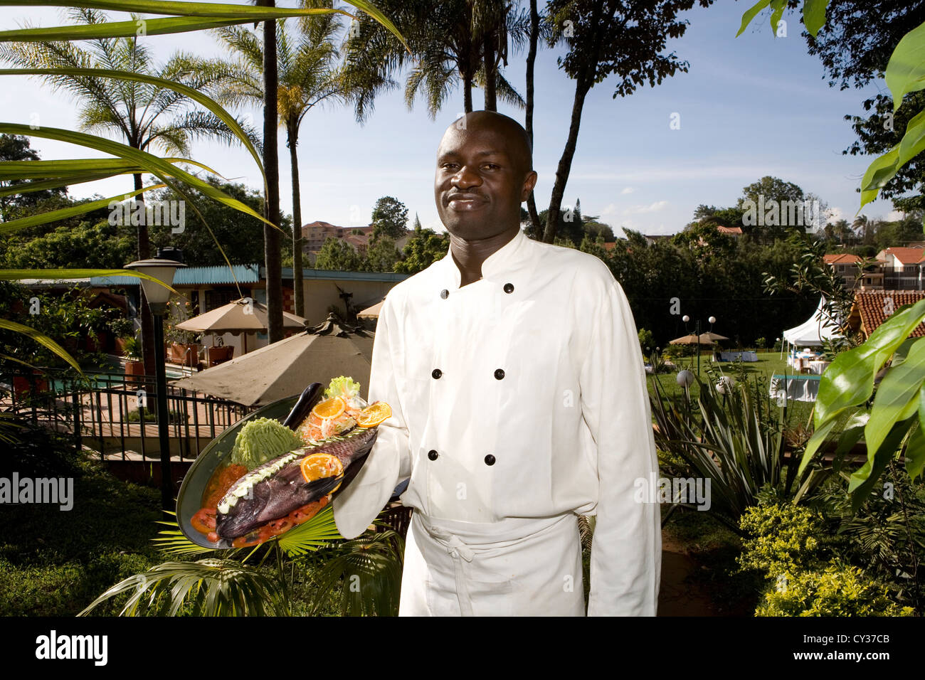 African waiter in Hotel, Kenya Stock Photo - Alamy