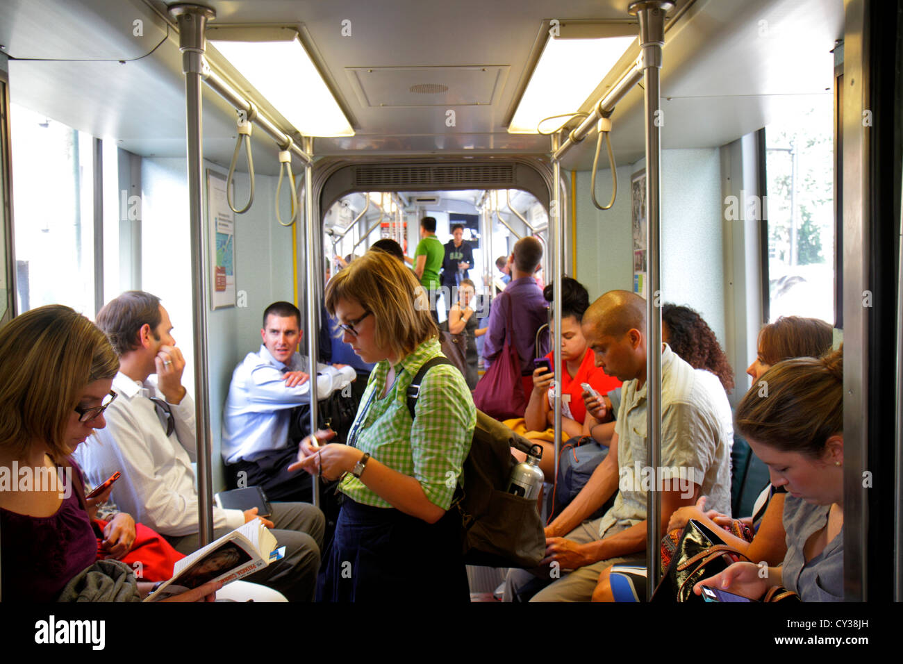 Green line subway train boston hi-res stock photography and images - Alamy