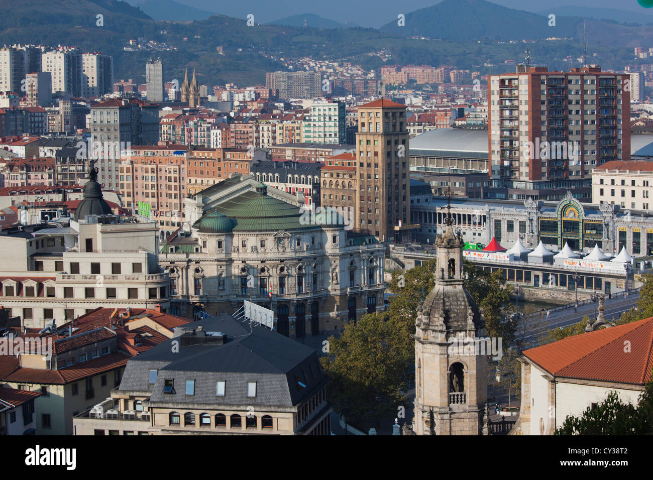 Spain, Basque Country Region, Vizcaya Province, Bilbao, elevated view ...