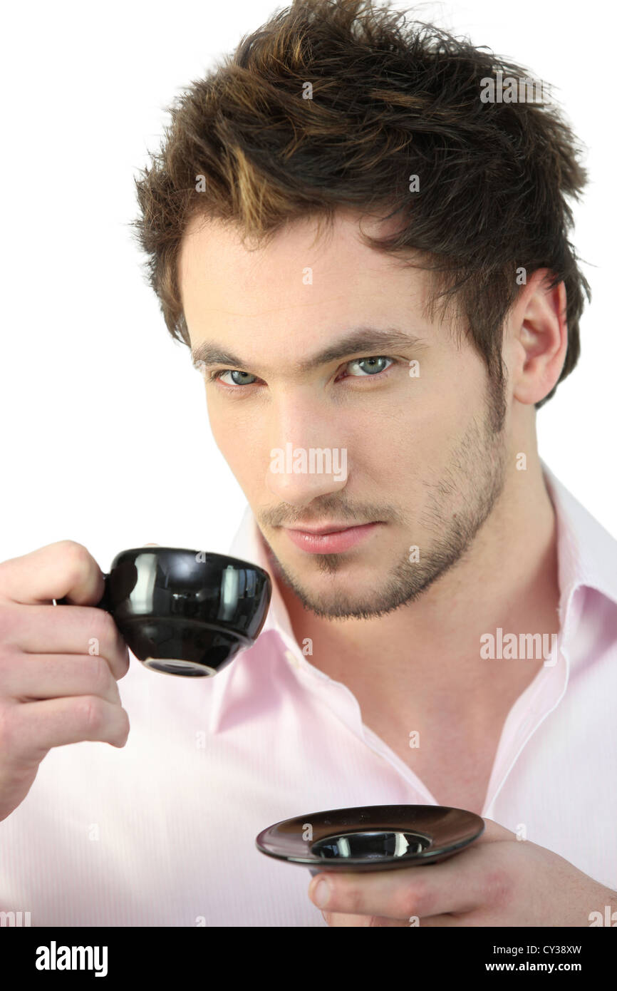 Man having a cup of coffee Stock Photo - Alamy