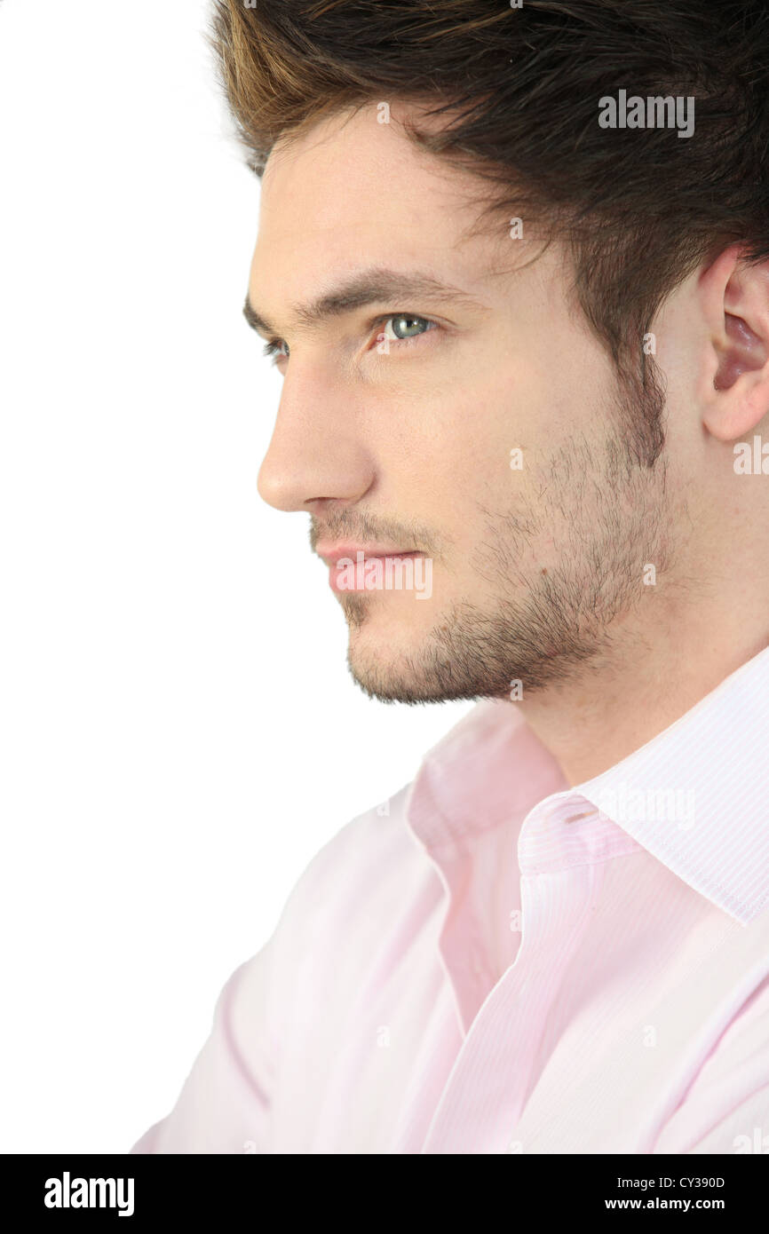 Side view young unshaven hi-res stock photography and images - Alamy