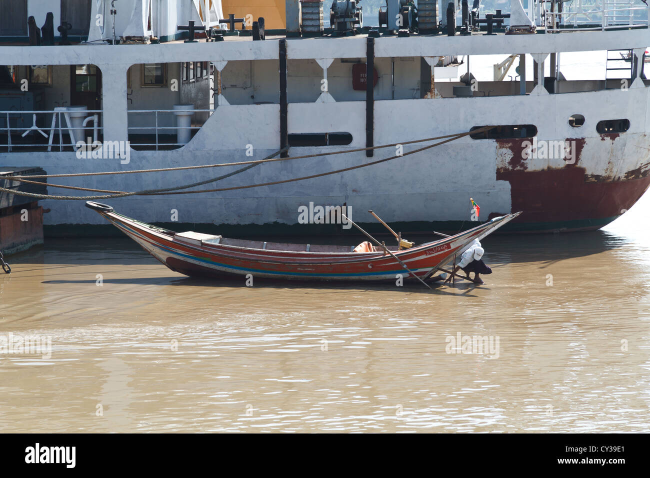 Typical River Boat in Rangoon, Myanmar Stock Photo - Alamy