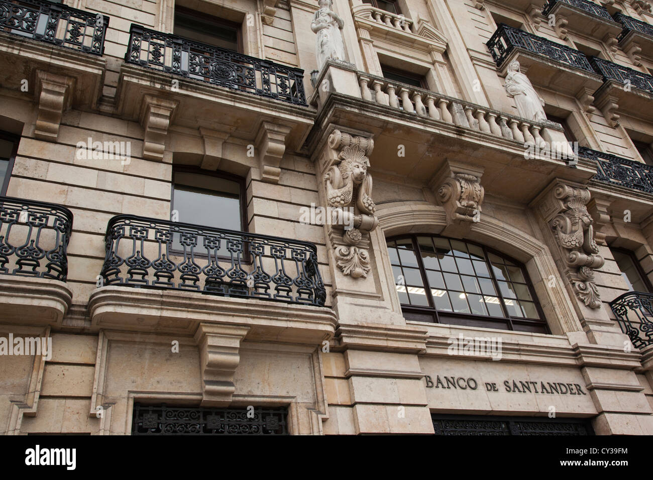 Spain, Cantabria Province, Santander, detail of the original Banco de ...