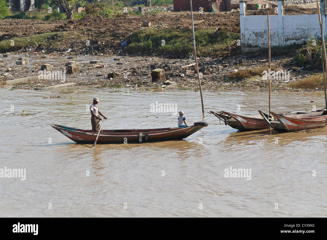 Typical River Boat in Rangoon, Myanmar Stock Photo - Alamy