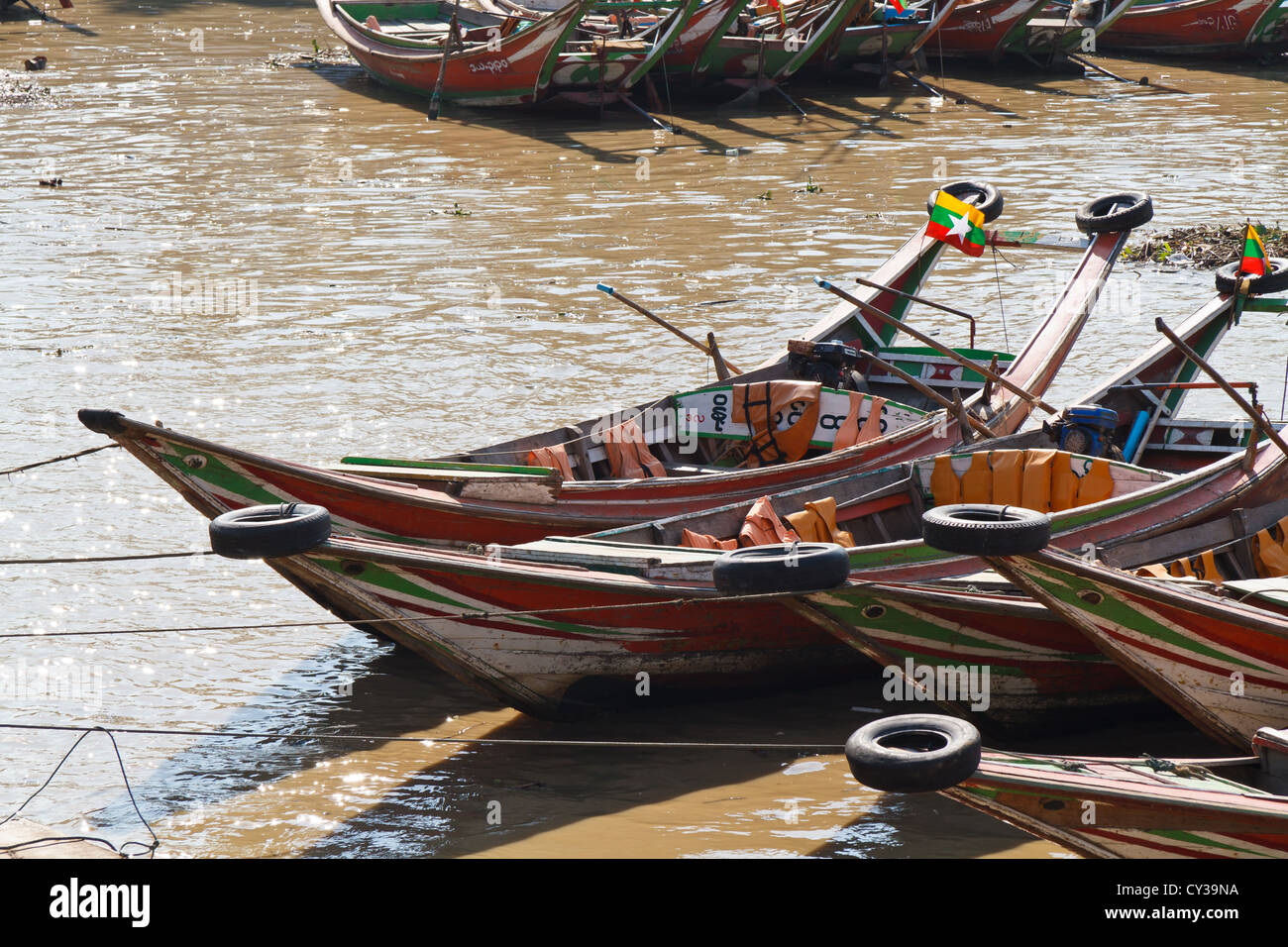 Typical River Boat in Rangoon, Myanmar Stock Photo - Alamy