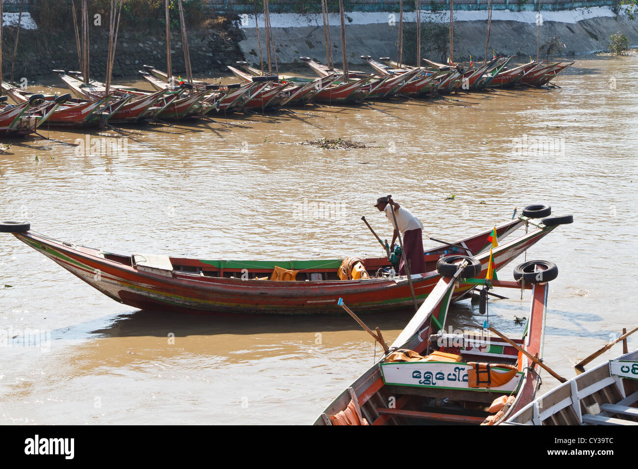 Typical River Boat in Rangoon, Myanmar Stock Photo - Alamy