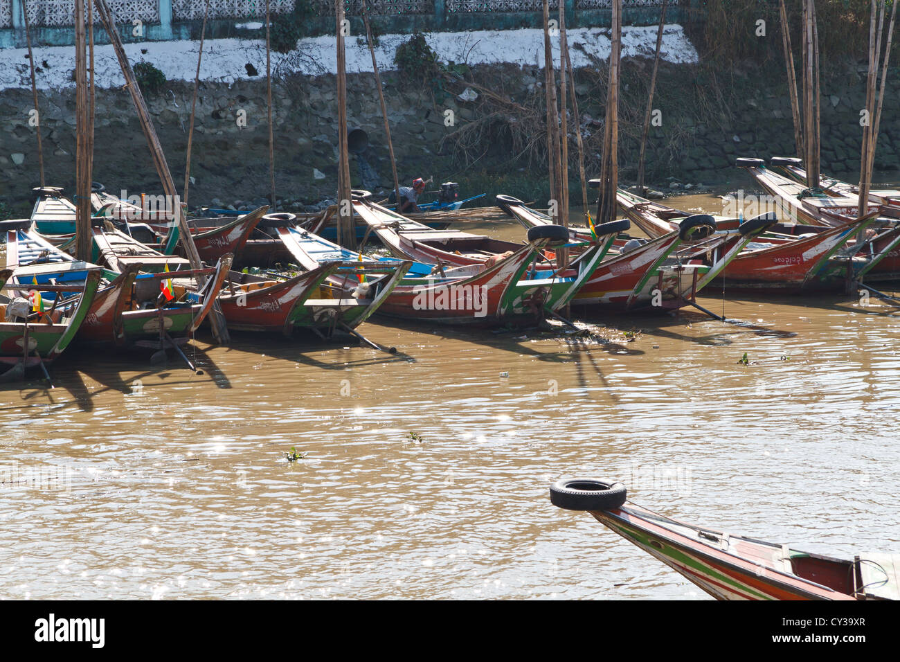 Typical River Boat in Rangoon, Myanmar Stock Photo - Alamy