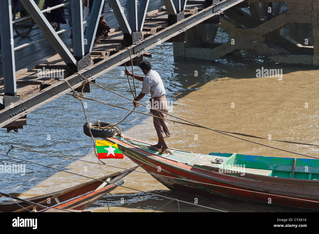 Typical River Boat in Rangoon, Myanmar Stock Photo - Alamy