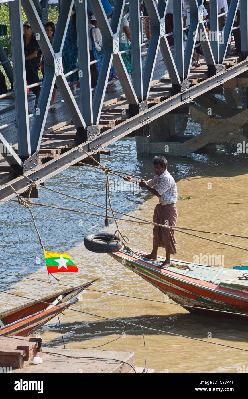Typical River Boat in Rangoon, Myanmar Stock Photo - Alamy