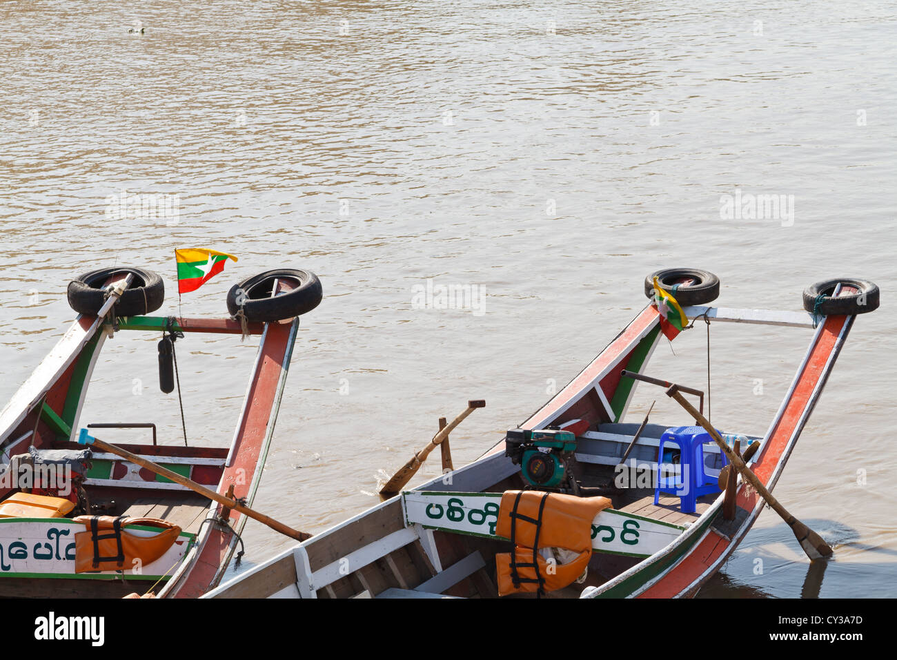 Typical River Boat in Rangoon, Myanmar Stock Photo - Alamy