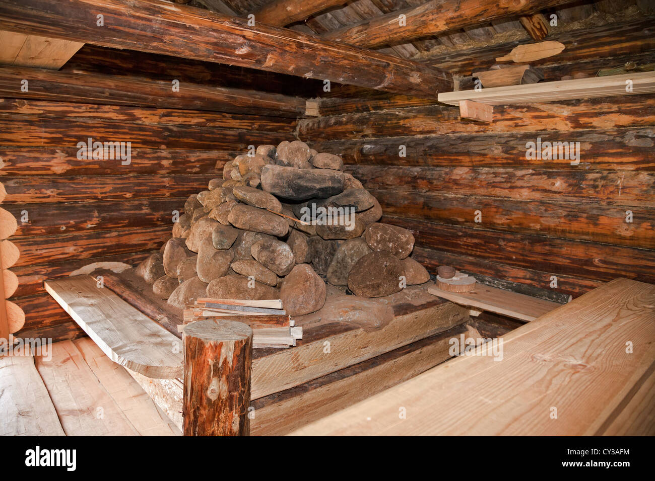 Hearth at the ancient traditional russian wooden house Stock Photo - Alamy