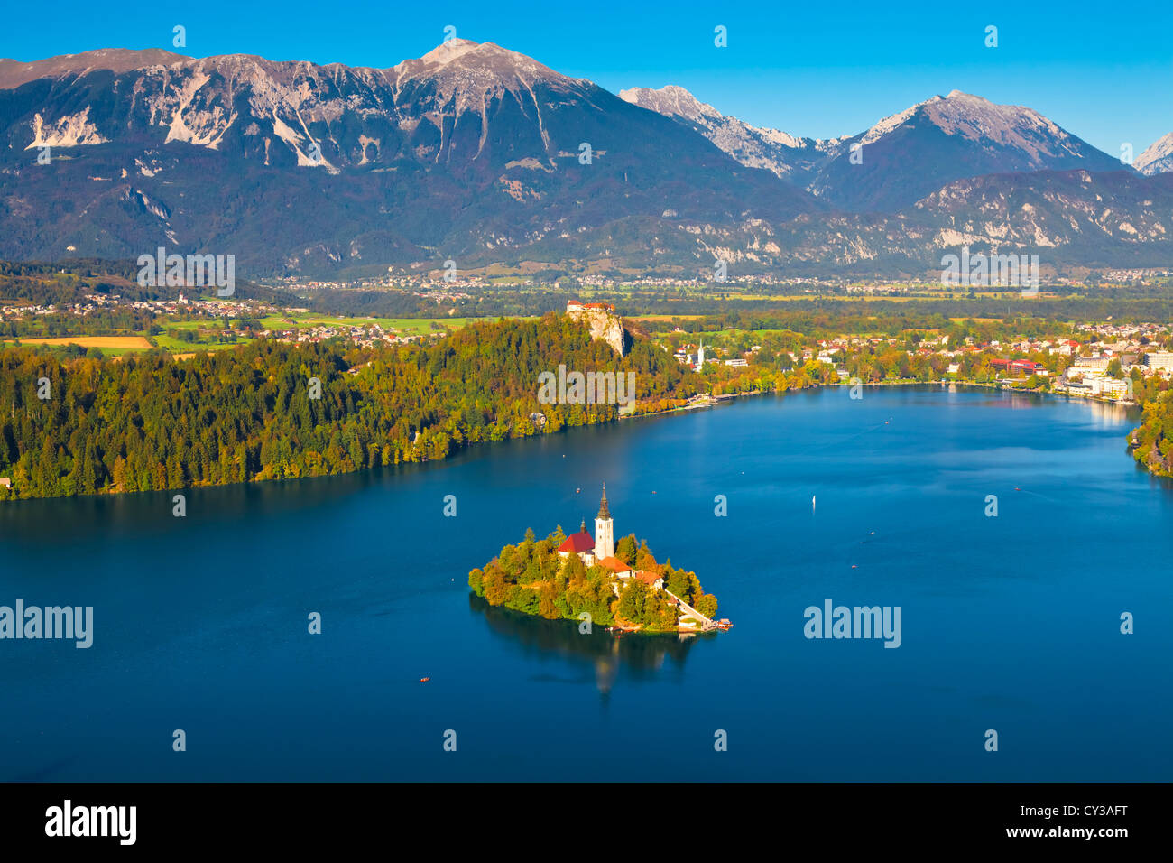 Aerial view of Lake Bled in Slovenia Stock Photo - Alamy