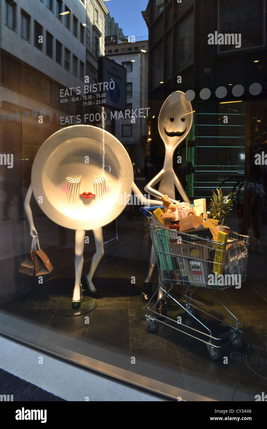 Quirky food shop window, Milan, Italy Stock Photo - Alamy