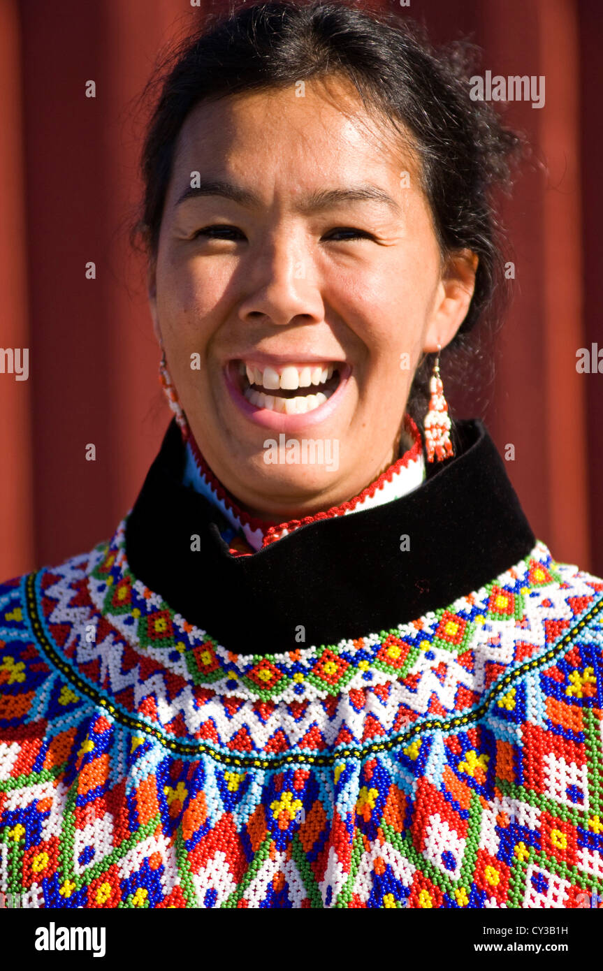Inuit woman in traditional dress, Upernavik, Greenland Stock Photo - Alamy