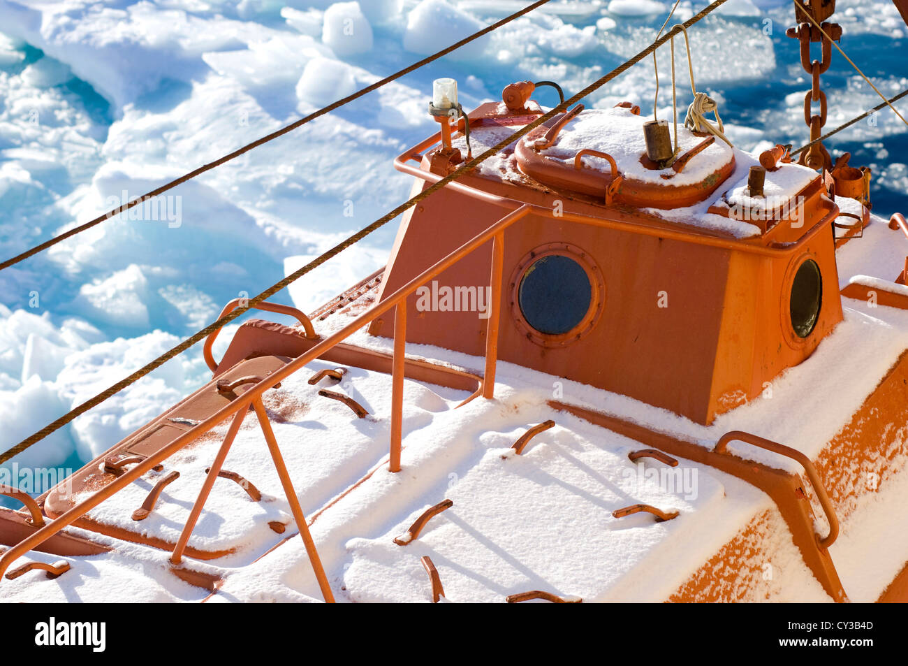 Life boat of the icebreaker Kapitan Khlebnikov after a snow storm ...
