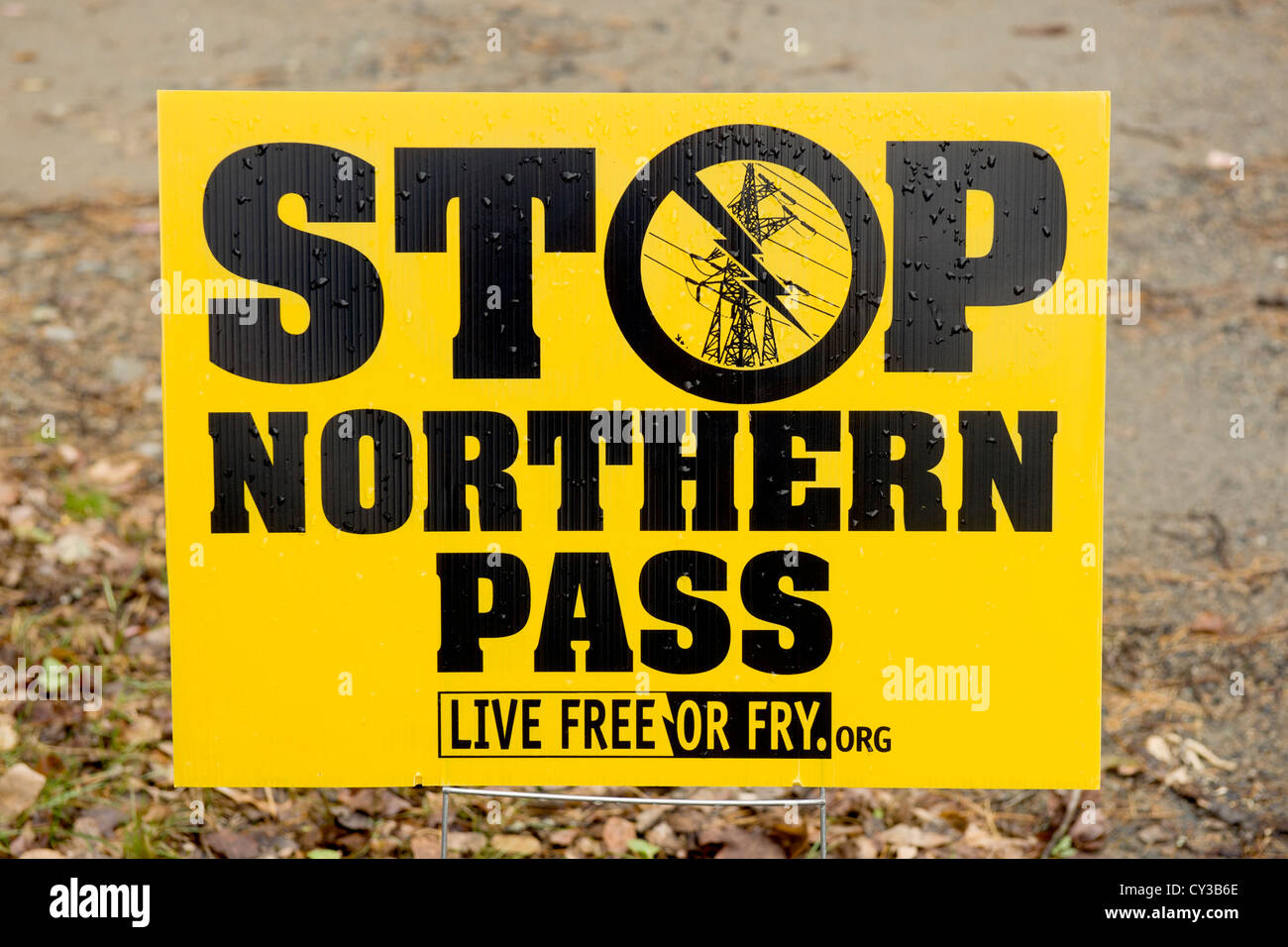 Protest sign against The Northern Pass transmission project designed to ...