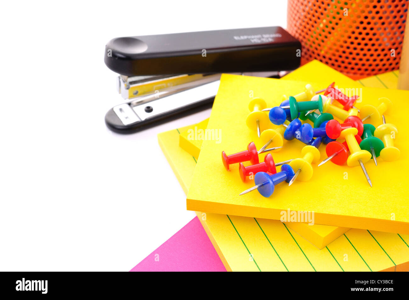 note accessories isolated on white Stock Photo - Alamy