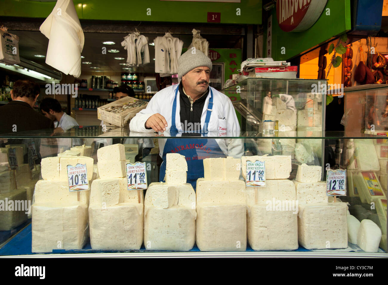 Cheese sold at a stall in the food market near the Grand Bazaar in ...