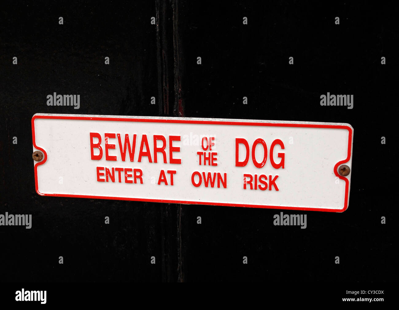 Red Beware Dog Warning Sign High Resolution Stock Photography and ...