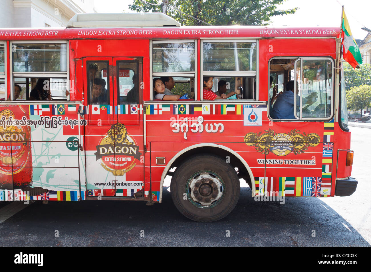 Bus in Rangoon, Myanmar Stock Photo - Alamy