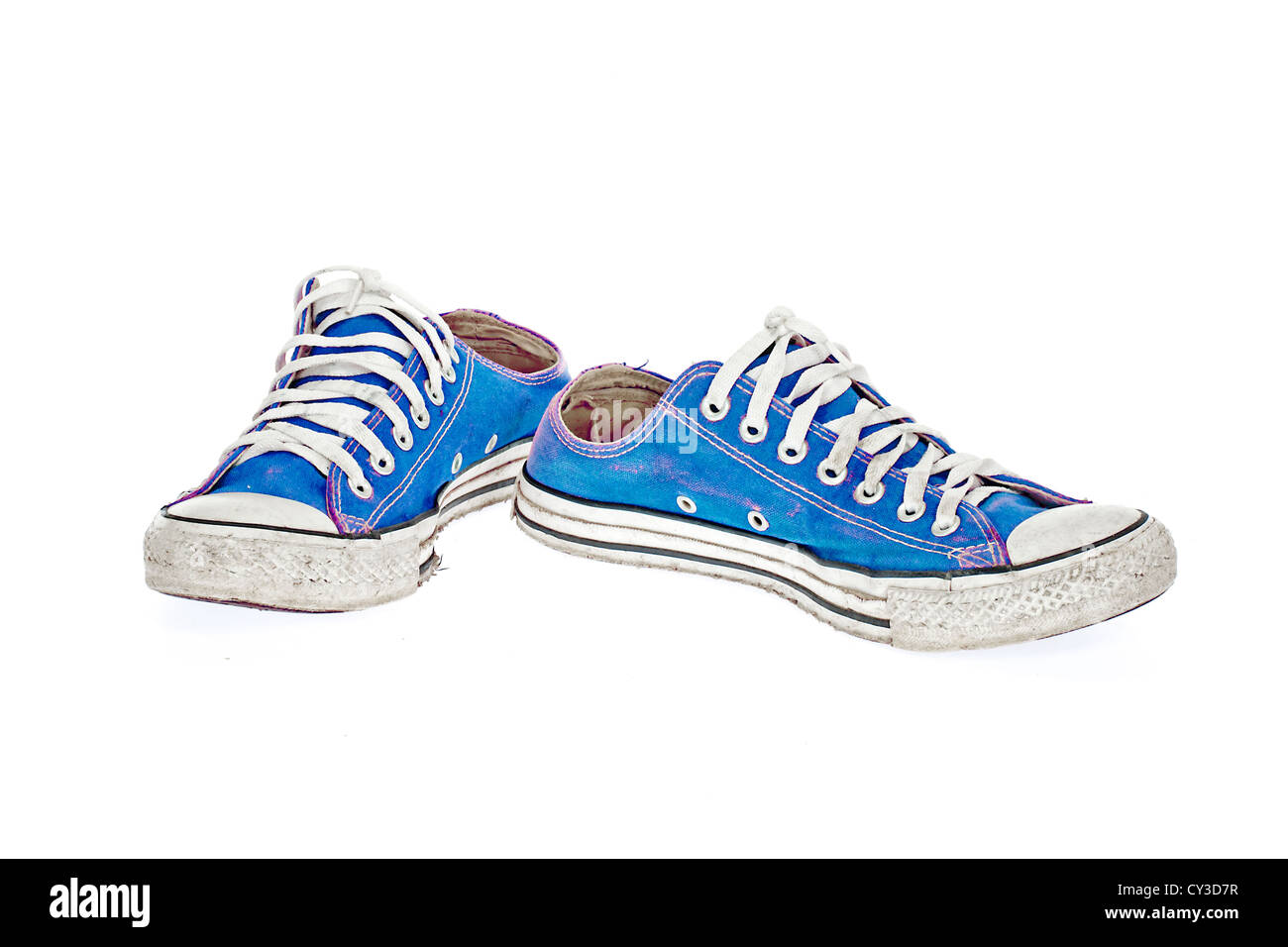 vintage blue shoe on White background Stock Photo - Alamy