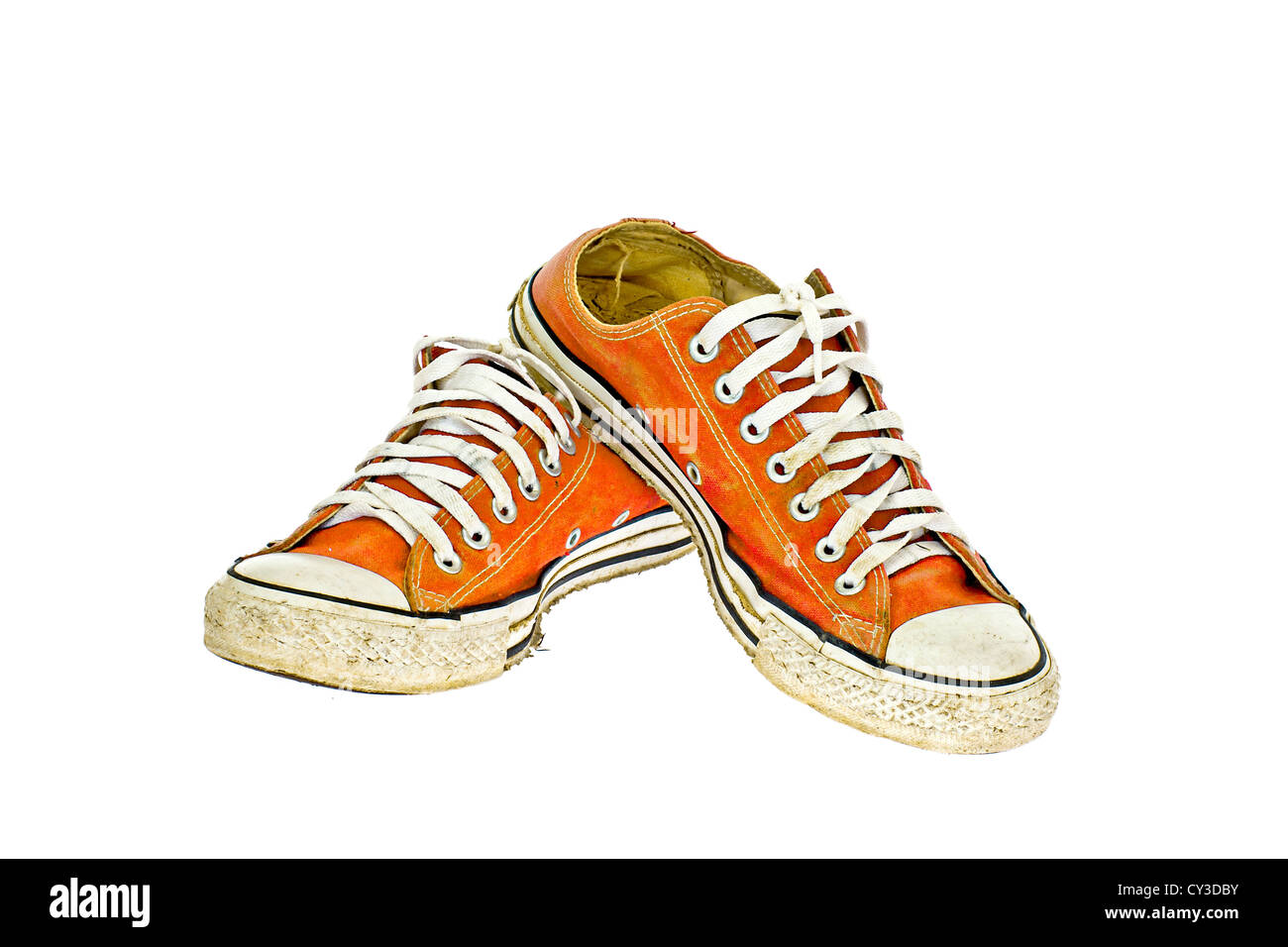 vintage orange shoe on White background Stock Photo - Alamy