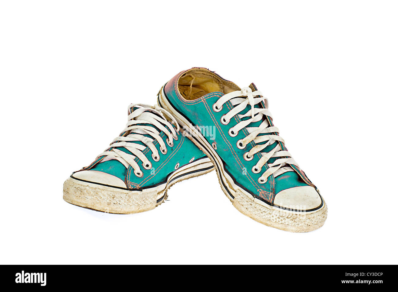 vintage cyan shoe on White background Stock Photo - Alamy