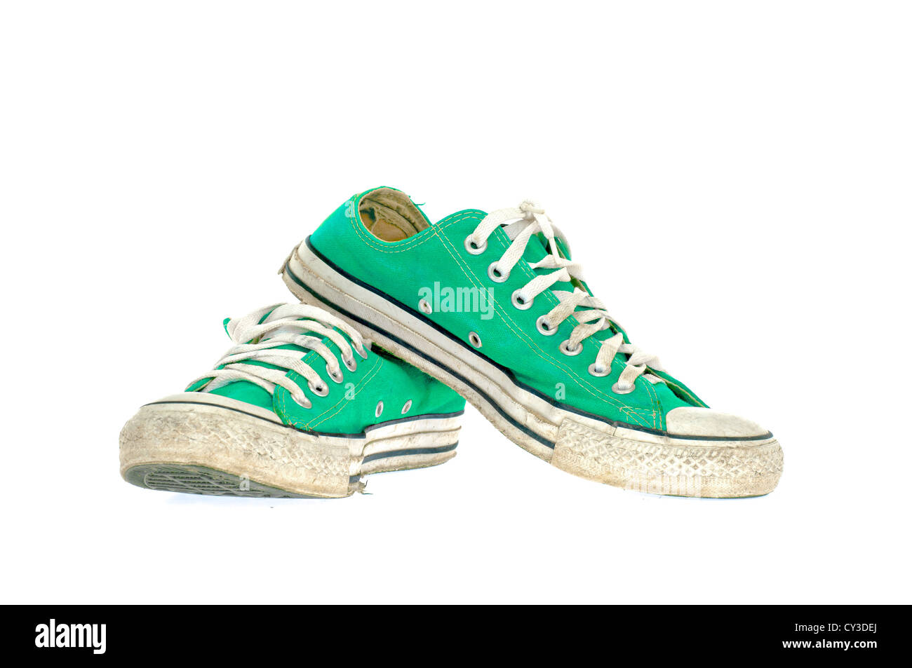 vintage green shoe on White background Stock Photo - Alamy