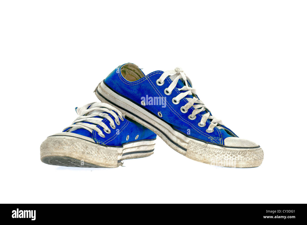 vintage blue shoe on White background Stock Photo - Alamy