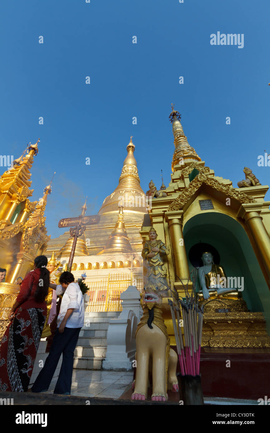 The golden Stupa of the Shwedagon Pagoda in Rangoon, Myanmar Stock ...