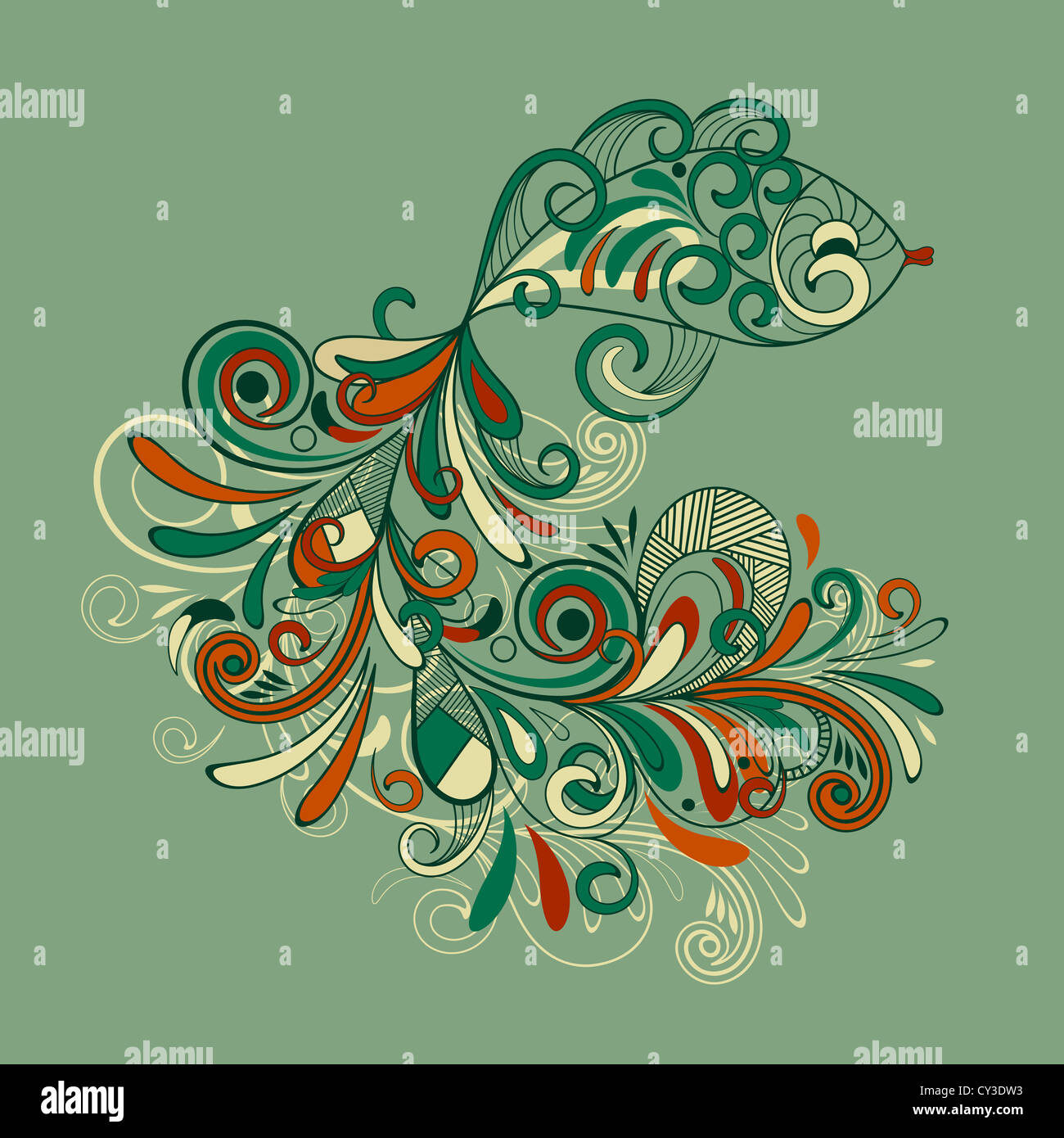 stylized fish with detailed tail Stock Photo - Alamy