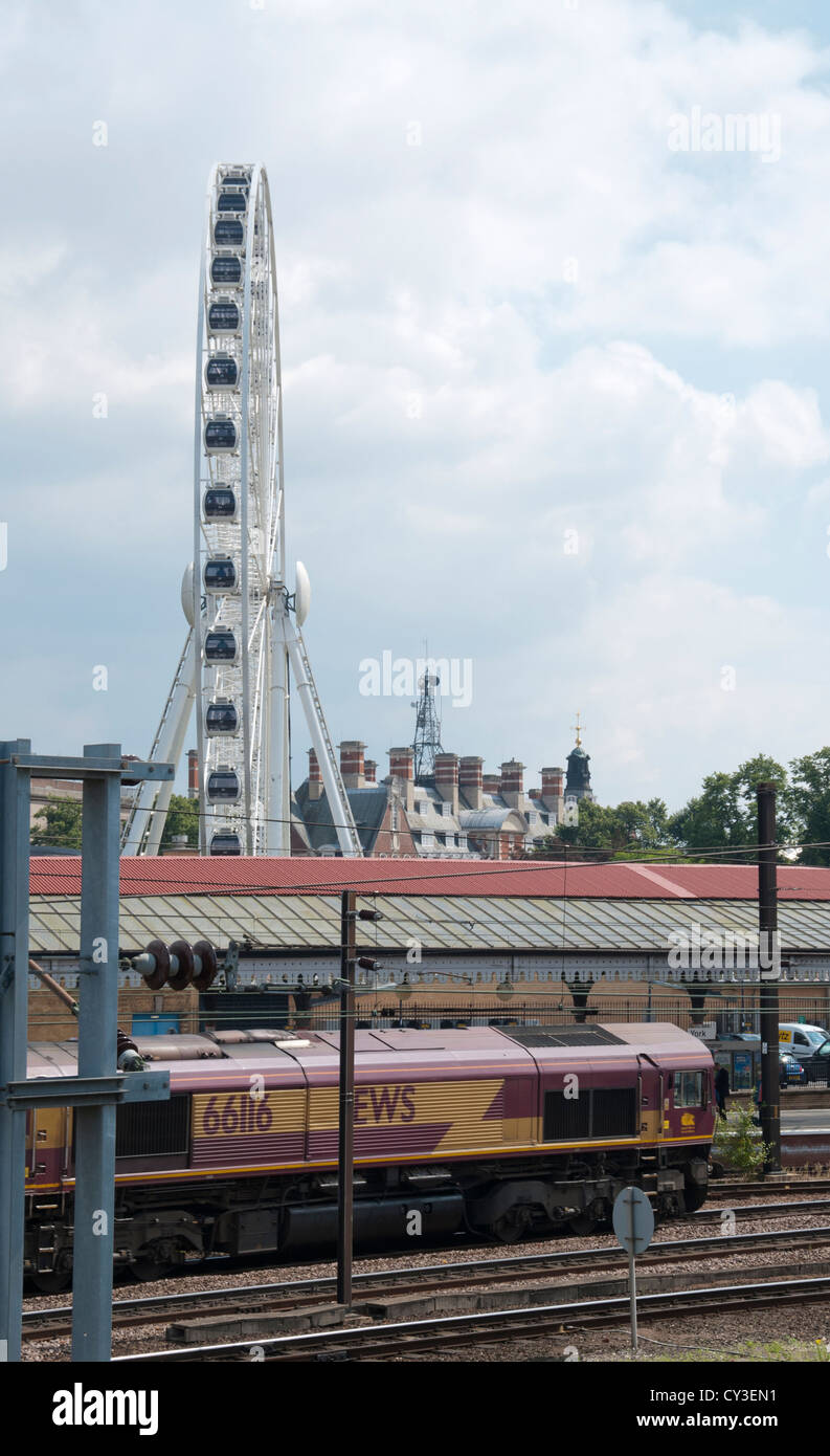 Freight Train coming into York train station Stock Photo - Alamy