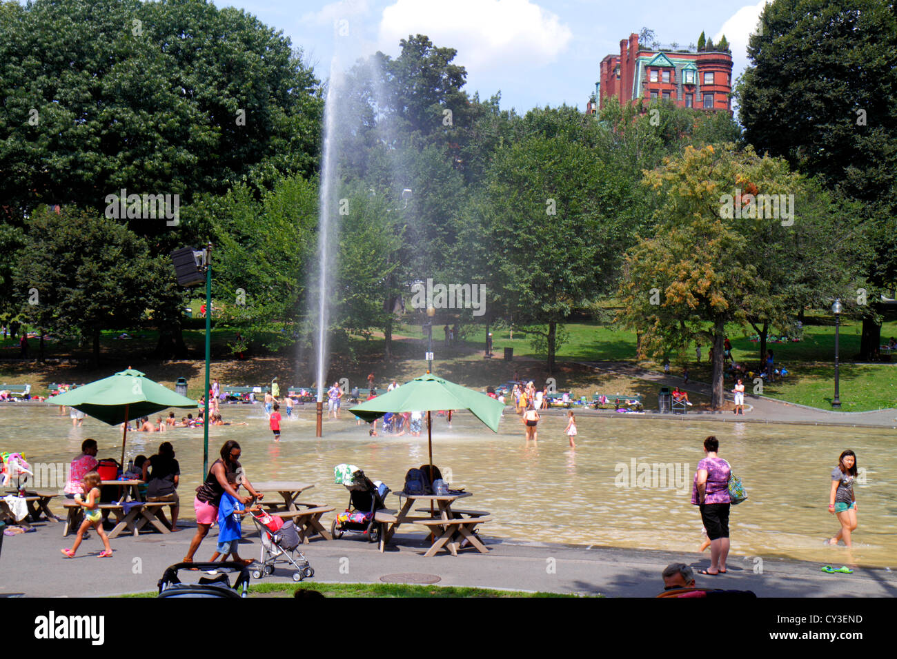 Boston Massachusetts,Boston Common,public park,Frog Pond,fountain,water ...
