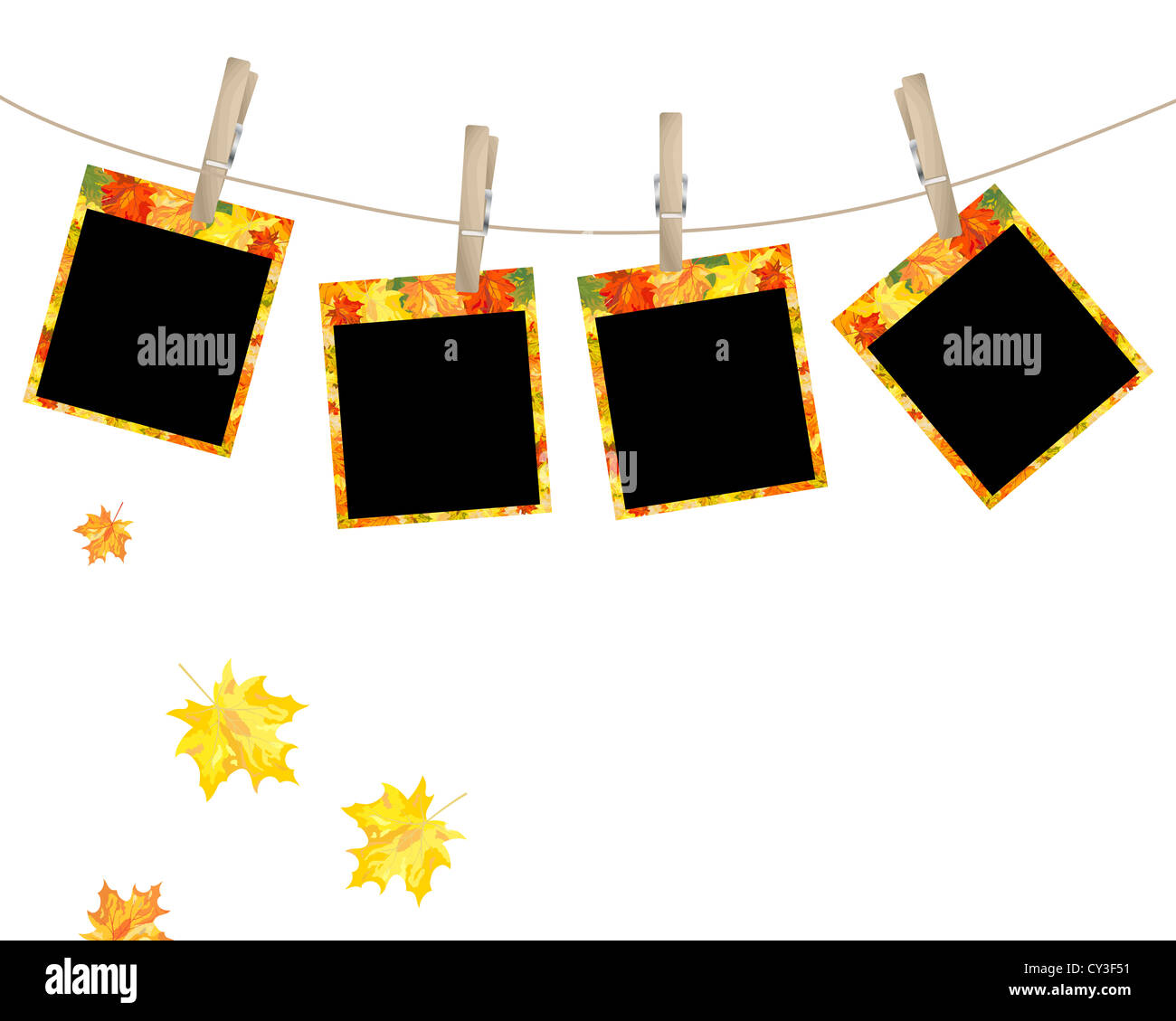 Polaroid photo with autumn maple design. Vector illustration Stock ...